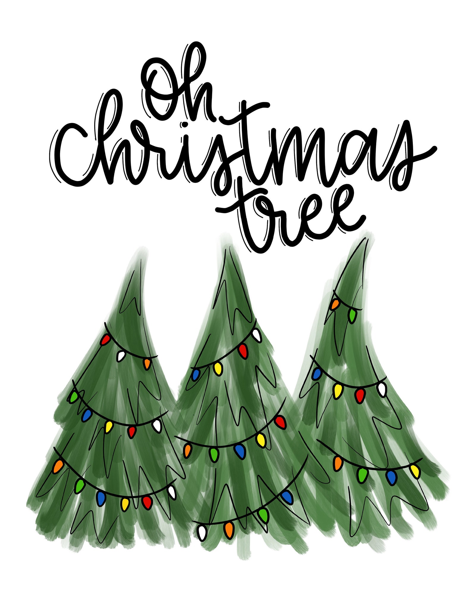Oh Christmas Tree Wall Art Christmas Art DIGITAL DOWNLOAD | Etsy