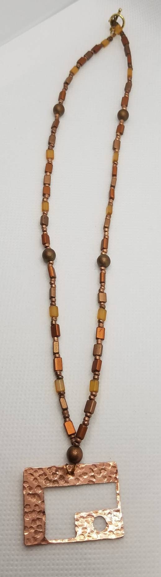 Handmade Copper Pendant With Beaded Chain - Etsy New Zealand