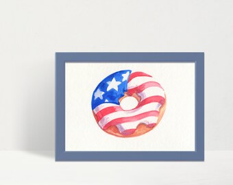 Painting Watercolor Donut painting original watercolor Doughnut wall ...