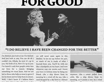 Wicked for Good - Movie Newspaper Song Print - Etsy