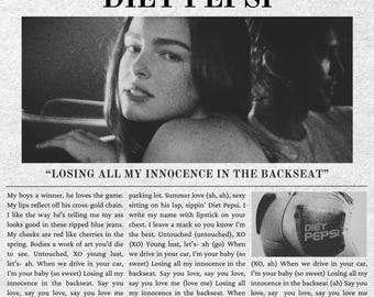 Diet Pepsi by Addison Rae Music Video Poster (tiktok, Pop Music, Pop ...