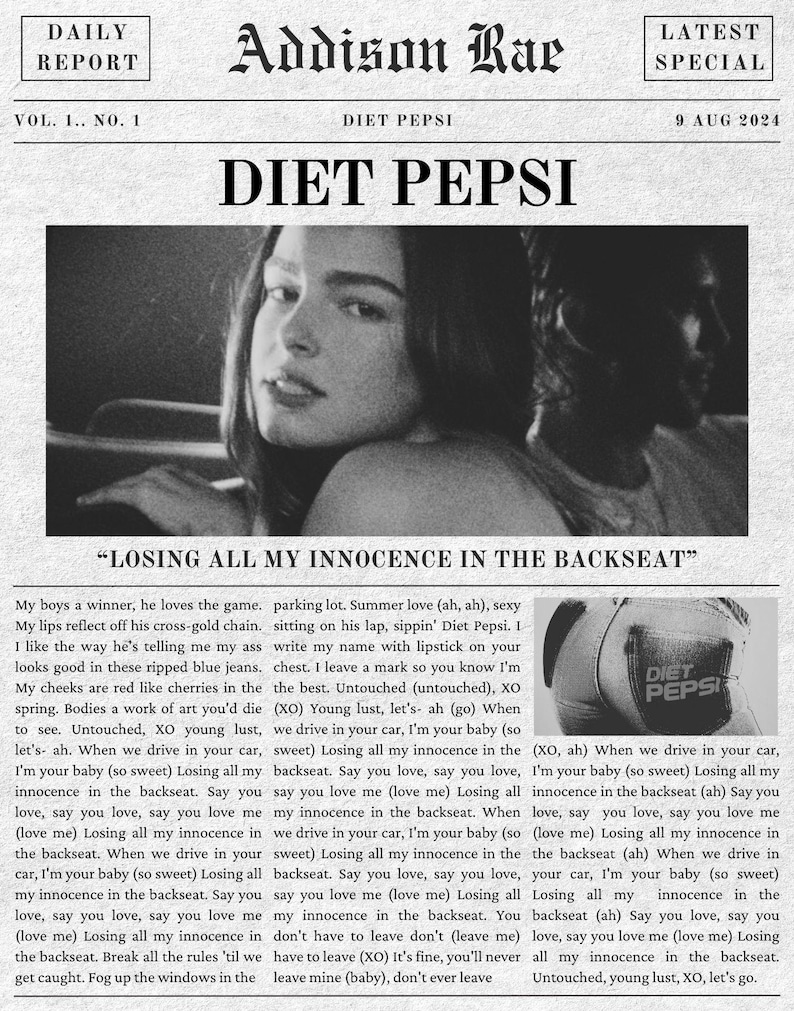 Diet Pepsi - Addison Rae - Etsy