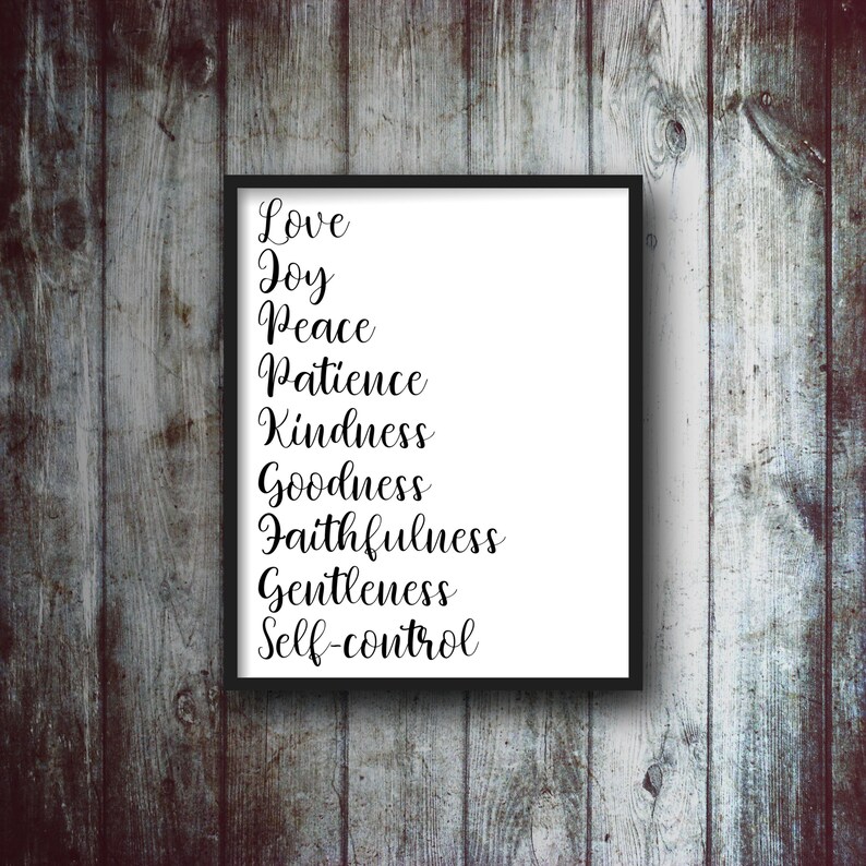 The Fruits of the Spirit Sign, Love Joy Peace Sign, Scripture Printable ...