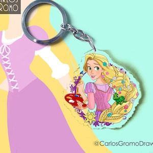 Rapunzel Keychain 7 Cm, Disney Accessory, Rapunzel and Pascal, Tangled ...