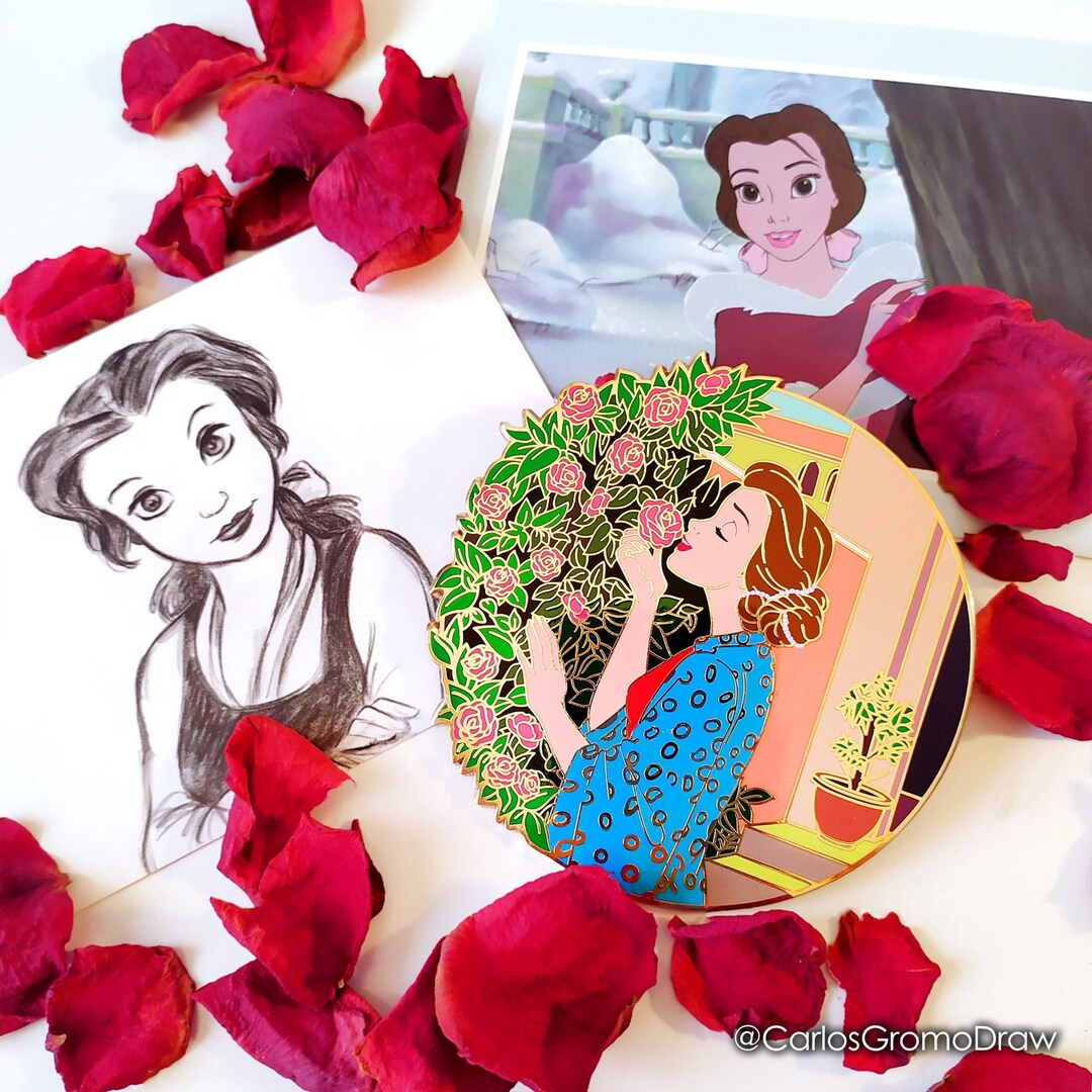 Belle Hard Enamel Pin large, Beauty and the Beast, Disney Accessory ...