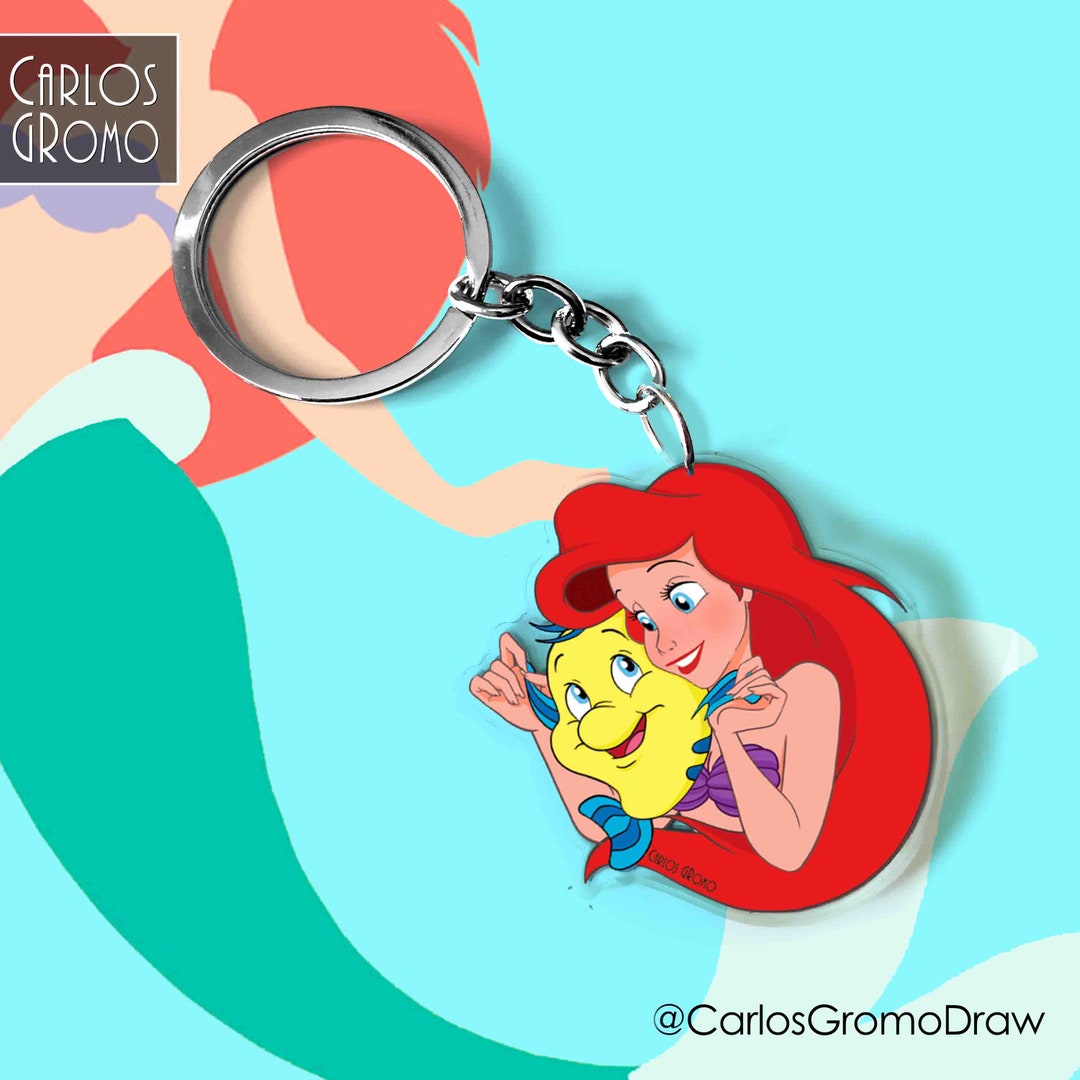 The Little Mermaid Ariel and Flounder Keychain 6cm - Etsy
