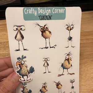 1.5" Crazy Chicken Sticker Sheet, Chicken Sheet, Crazy Eyed Chicken ...