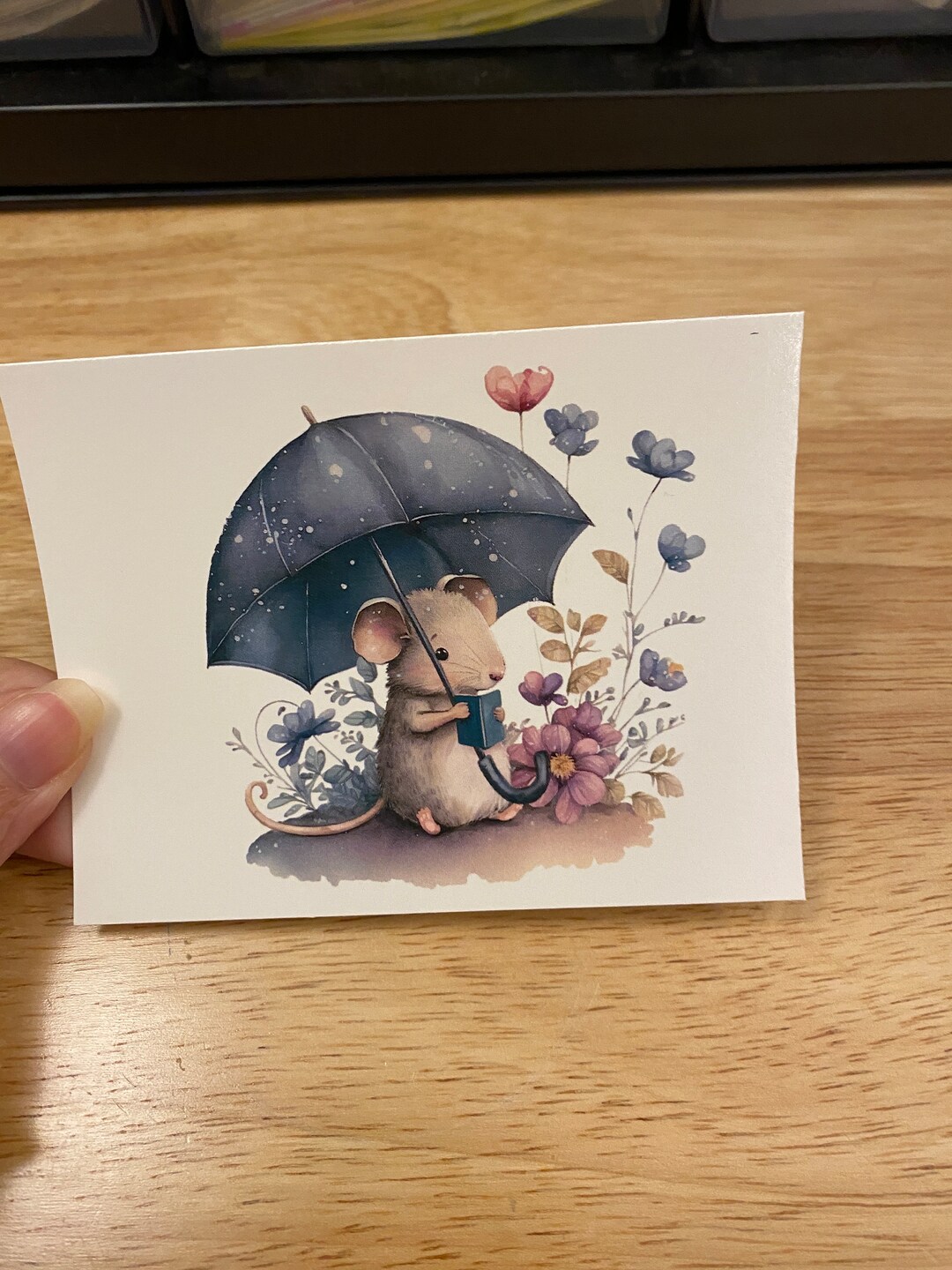 Cute Mouse With Umbrella Clear WATER SLIDE, Mouse Tumbler Transfer ...