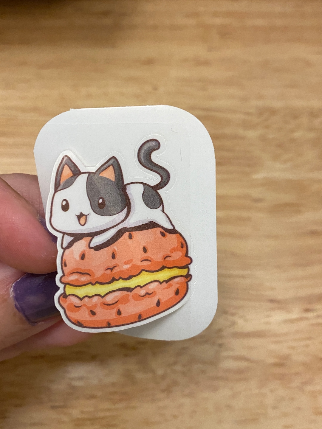 Cat on Macroon Sticker, Cute Cat Ticker - Etsy