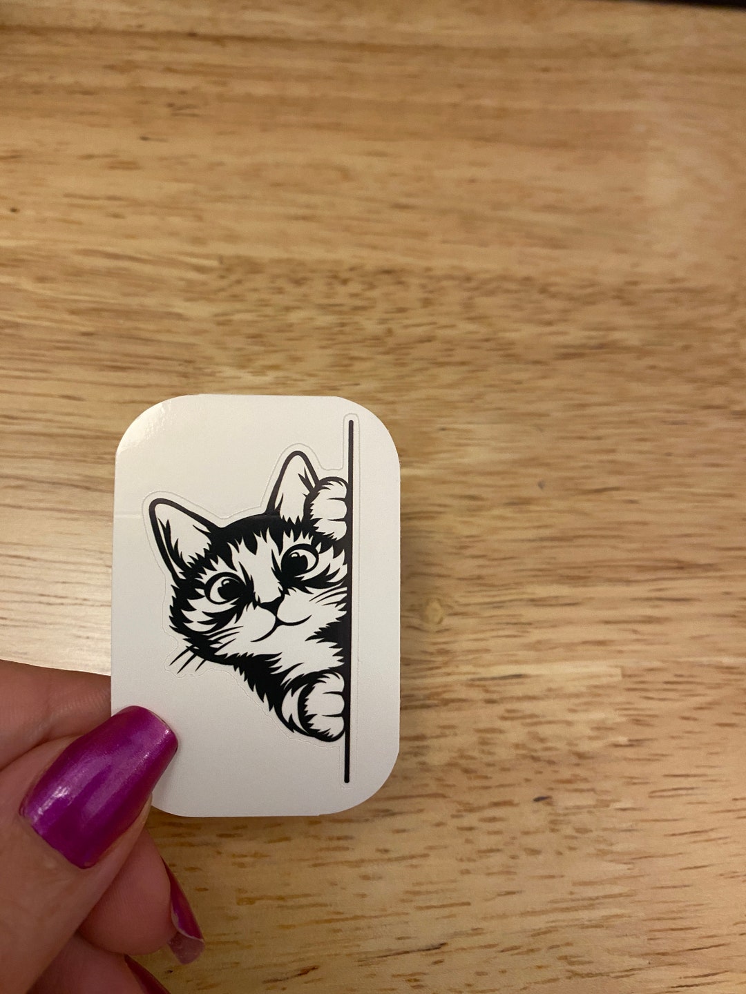 Kitty Peeking Around the Corner STICKER, Cute Cat Sticker, Laptop ...