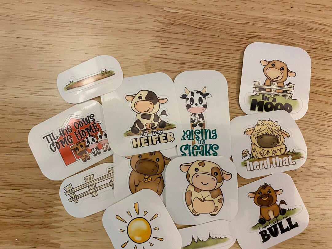 Cute Farm Animals Sticker Pack, Farm Stickers, Sticker Pack, Heifer ...