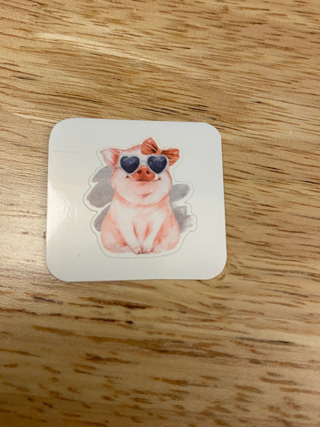 Pig With Sunglasses and Bow STICKER, Cute Pig With Bow Sticker, Laptop ...