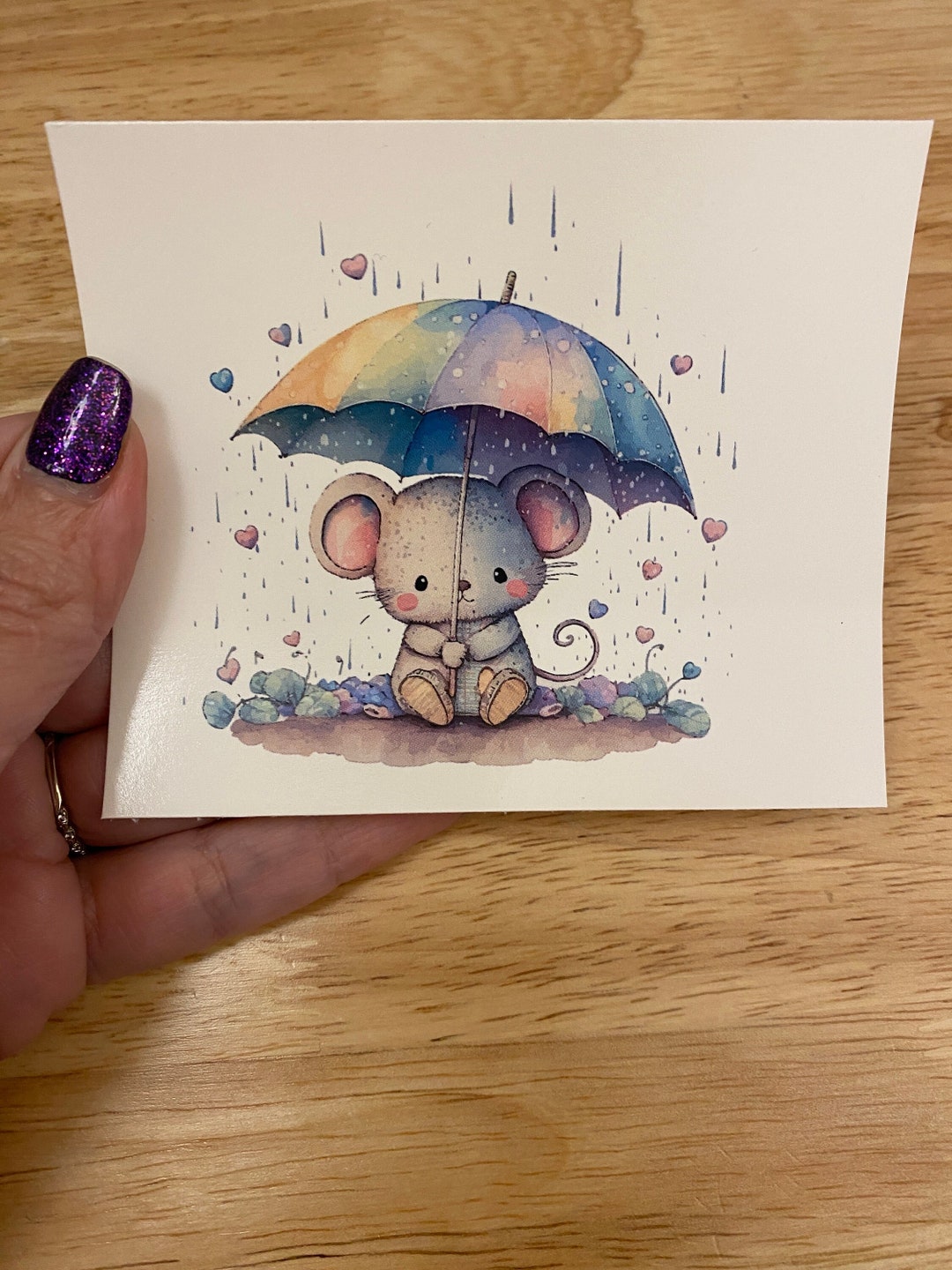 Mouse Wtih Umbrella WATERSLIDE, Tumbler Transfer, Mouse Transfer, Clear ...