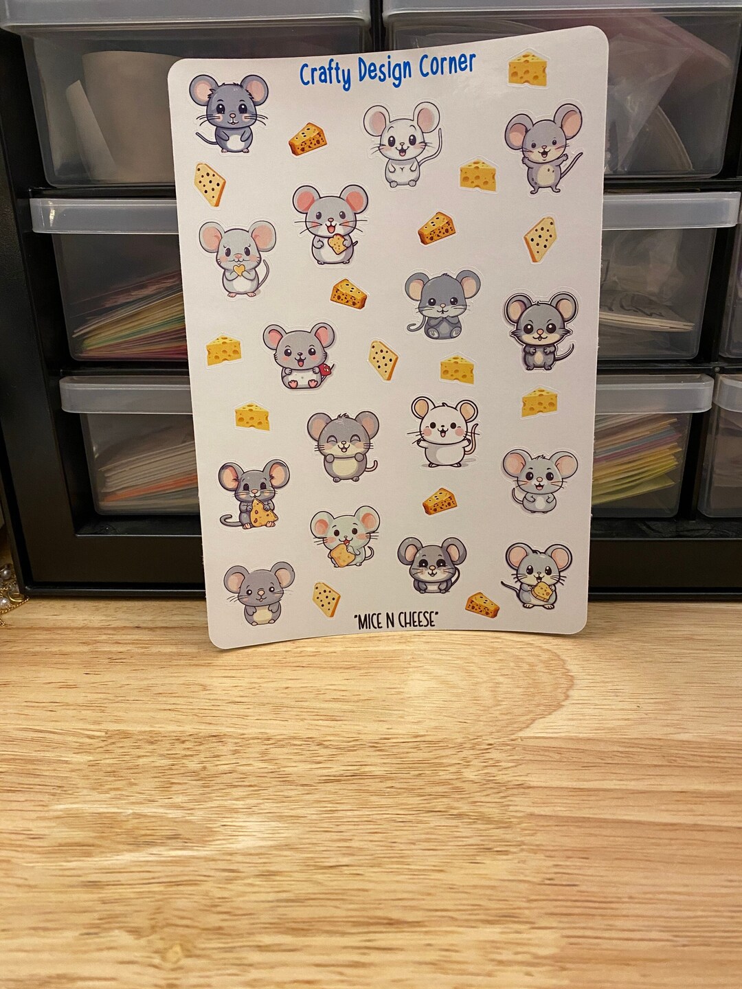 16 Mice Sticker Sheet With Cheese, Cute Mice With Cheese, Kawaii Mice ...