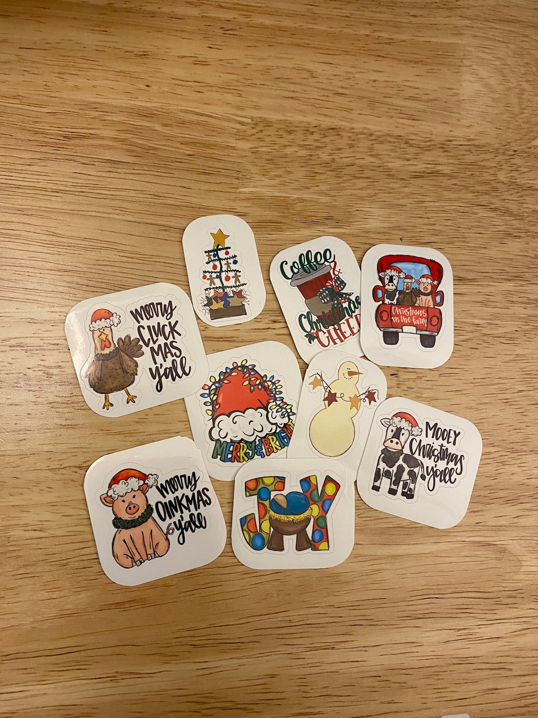 Cute Christmas Farm Animals Sticker Pack, Christmas Farm Stickers ...