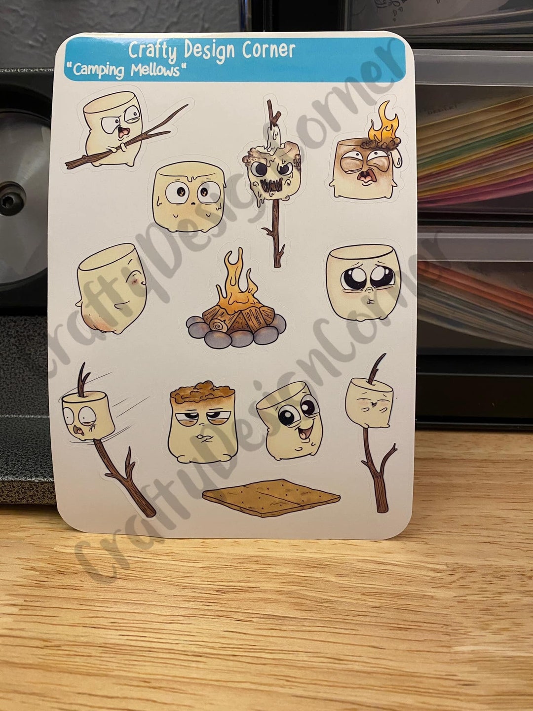 Medium BOPP Sheet of Roasting Marshmallow Stickers, Camping Sticker ...