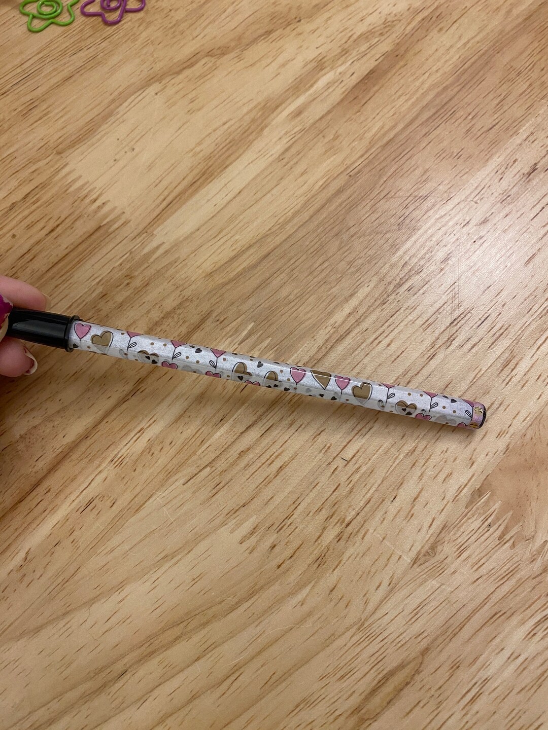 Pink Heart Flowers BIC Pen, Unique Design on Bic Pen, Floral Heart ...