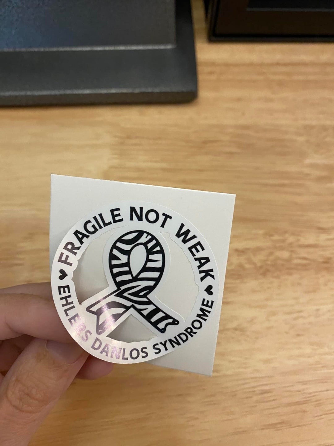 Zebra EDS Awareness Fragile Not Weak STICKER, Center Cut Out Ehlers ...
