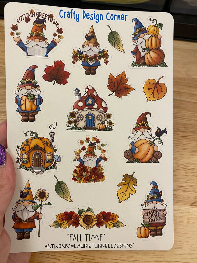 Fall Gnome Sticker Sheet, Fall Leaves Stickers, Sunflower Sticker, Fall ...