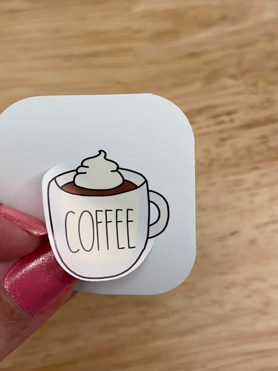 Coffee Cup With Whip Cream Sticker Cute Coffee Sticker - Etsy