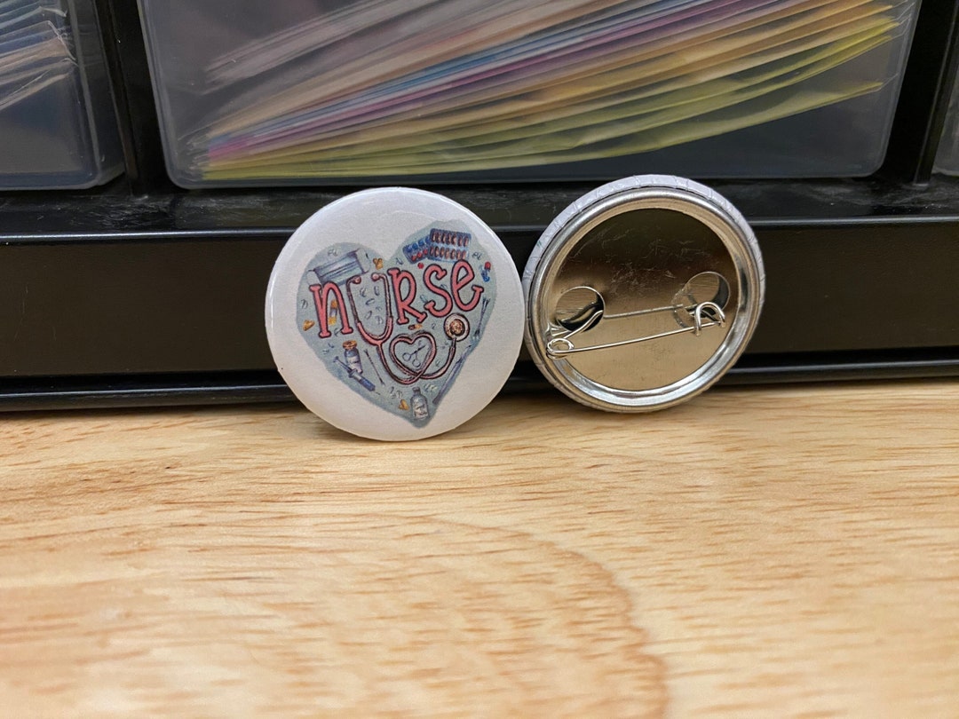 Heart Nurse 2.25" Button Pins or 1.25" Button Options, Back Pack ...