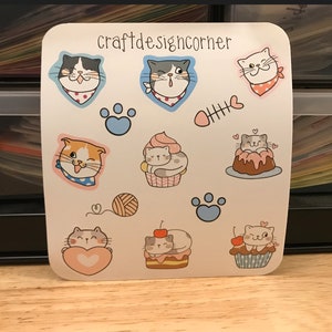 Sheet of Cute Hungry Cat Stickers, Cat Sticker Sheet, Cat Food Sticker ...