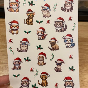 2 Sheets Santa Kitties Sticker, Santa Cats Sticker Sheet, Cat Sticker ...
