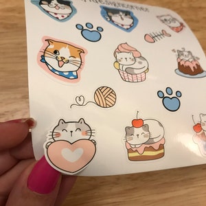 Sheet of Cute Hungry Cat Stickers, Cat Sticker Sheet, Cat Food Sticker ...