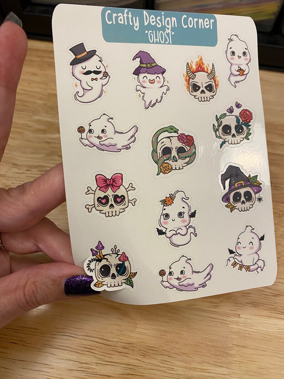 1" Halloween Ghosts Stickers, Ghosts With Skulls Sticker Sheet, Matte ...