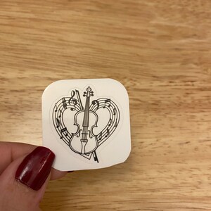 Musical Heart Violin Sticker, Cute Violin Sticker, Musical Heart ...