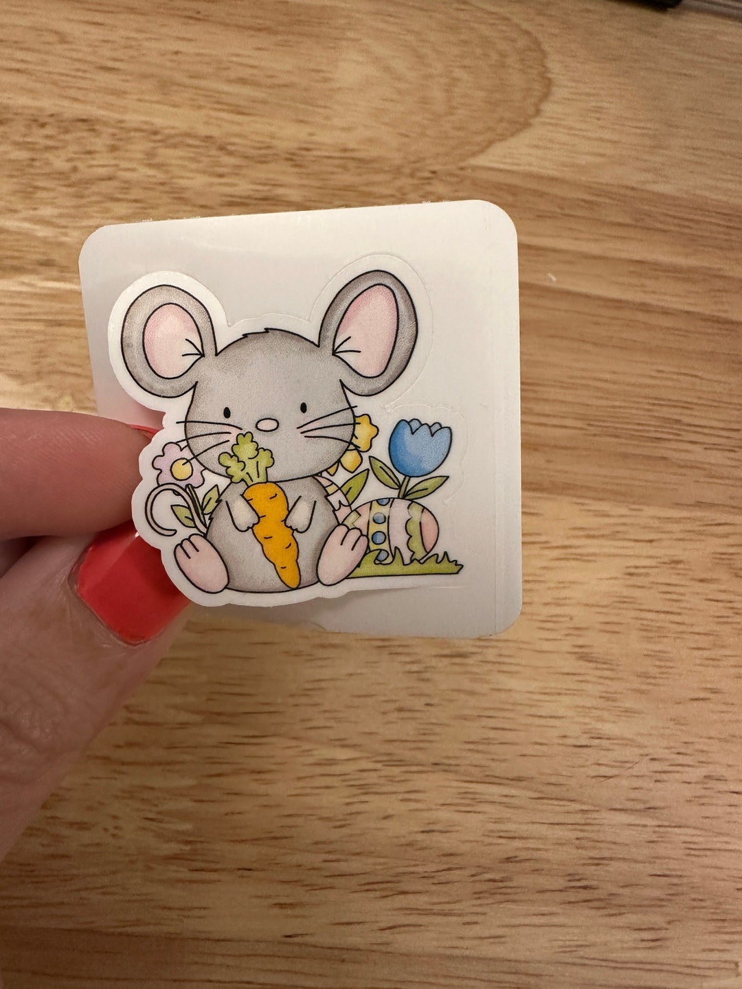 Mouse and Carrot STICKER, Cute Mouse Sticker, Cute Mouse With Blue ...