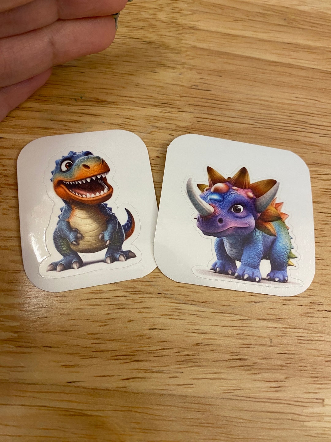 Set of 2 Dinosaur Stickers, BOPP Label Paper, Cute Dinosaurs Stickers ...