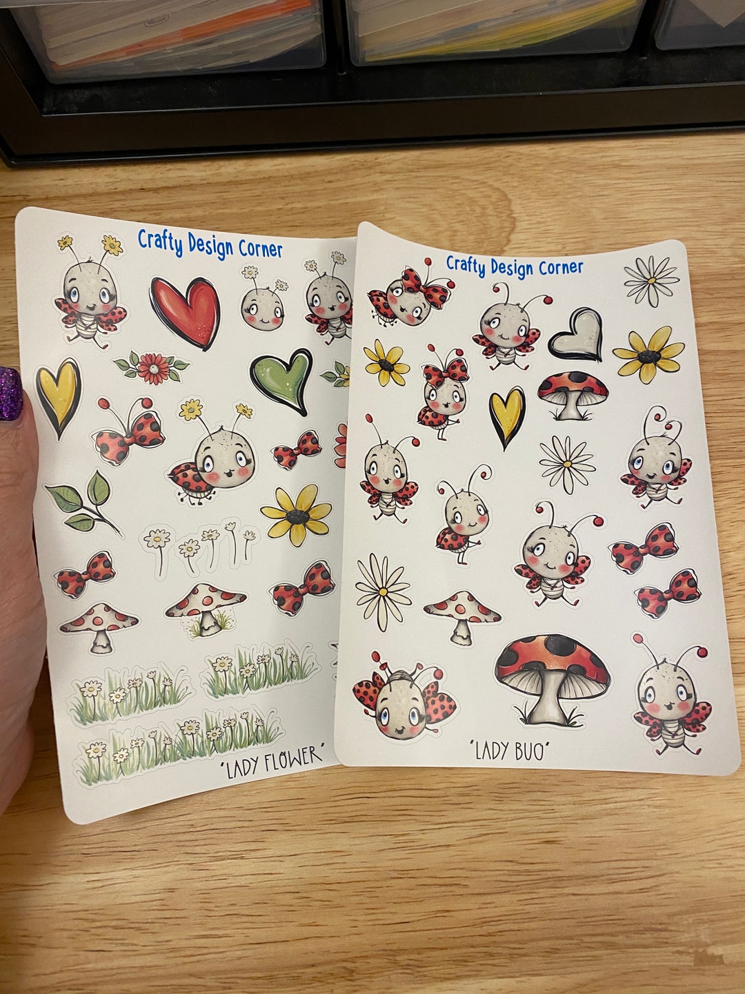 2 Sheets of Lady Bugs Sticker, Ladybug Sticker Sheet, Ladie Bug Sticker ...