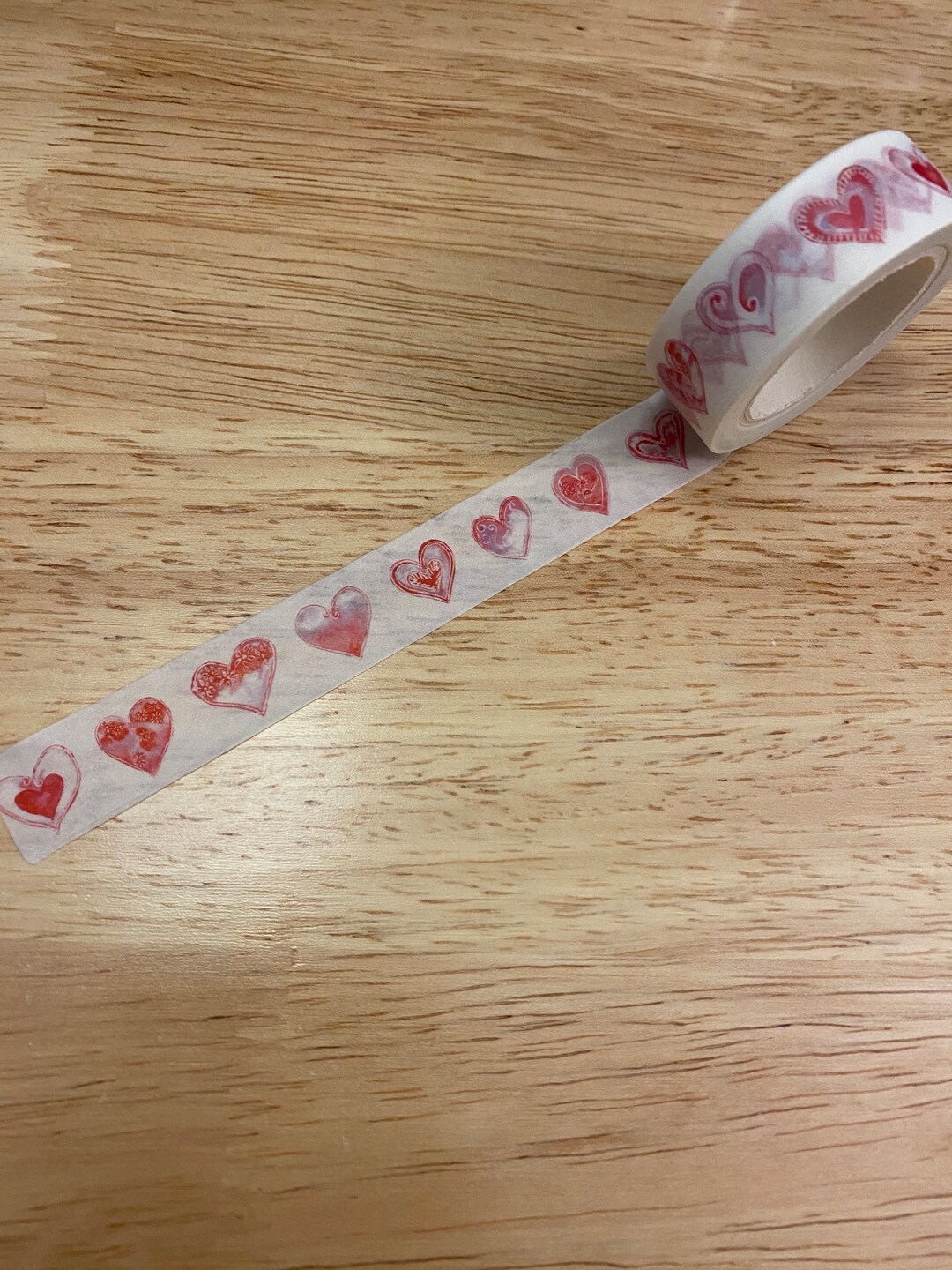 Big Roll of Pink Hearts Washi Tape, Red Heart Washi Tape Roll, Adhesive ...