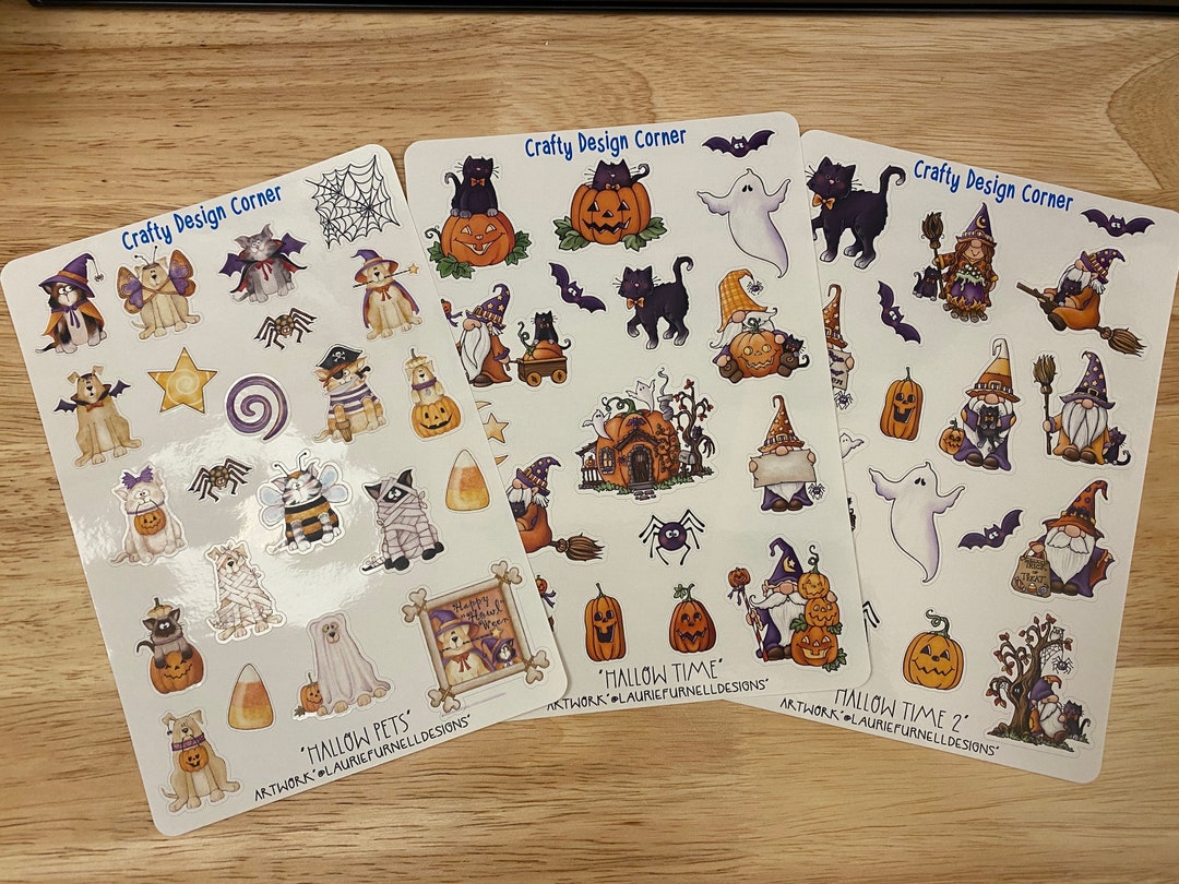 Bundle of Halloween Stickers Sheet, Ghost Stickers, Gnome Stickers ...