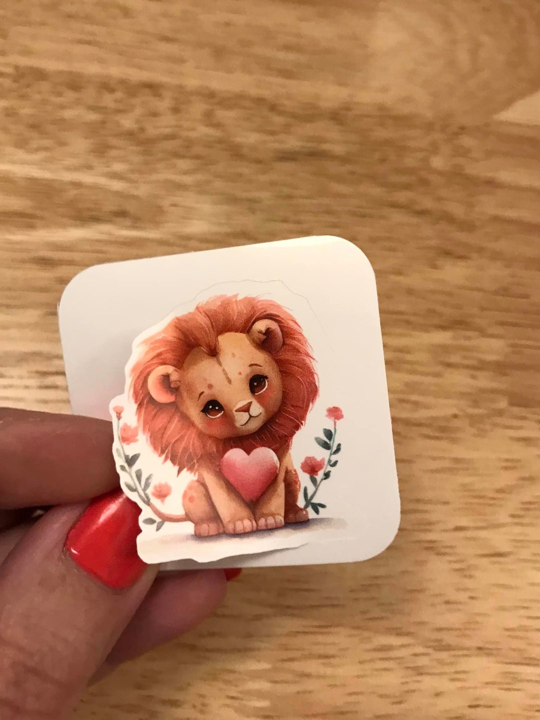 Valentine Lion Sticker, Cute Lion With Hearts Sticker, Lion With Heart ...