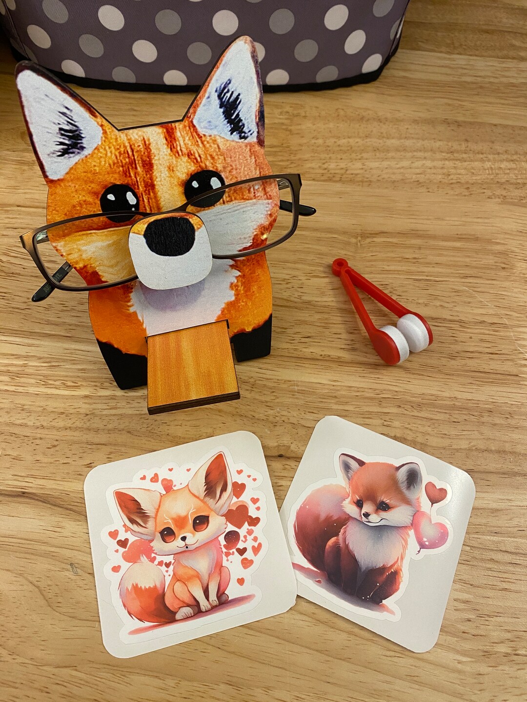 Cartoon Red Fox Glasses Stand Bundle, Fox Glasses Stand, Cute Bundle ...