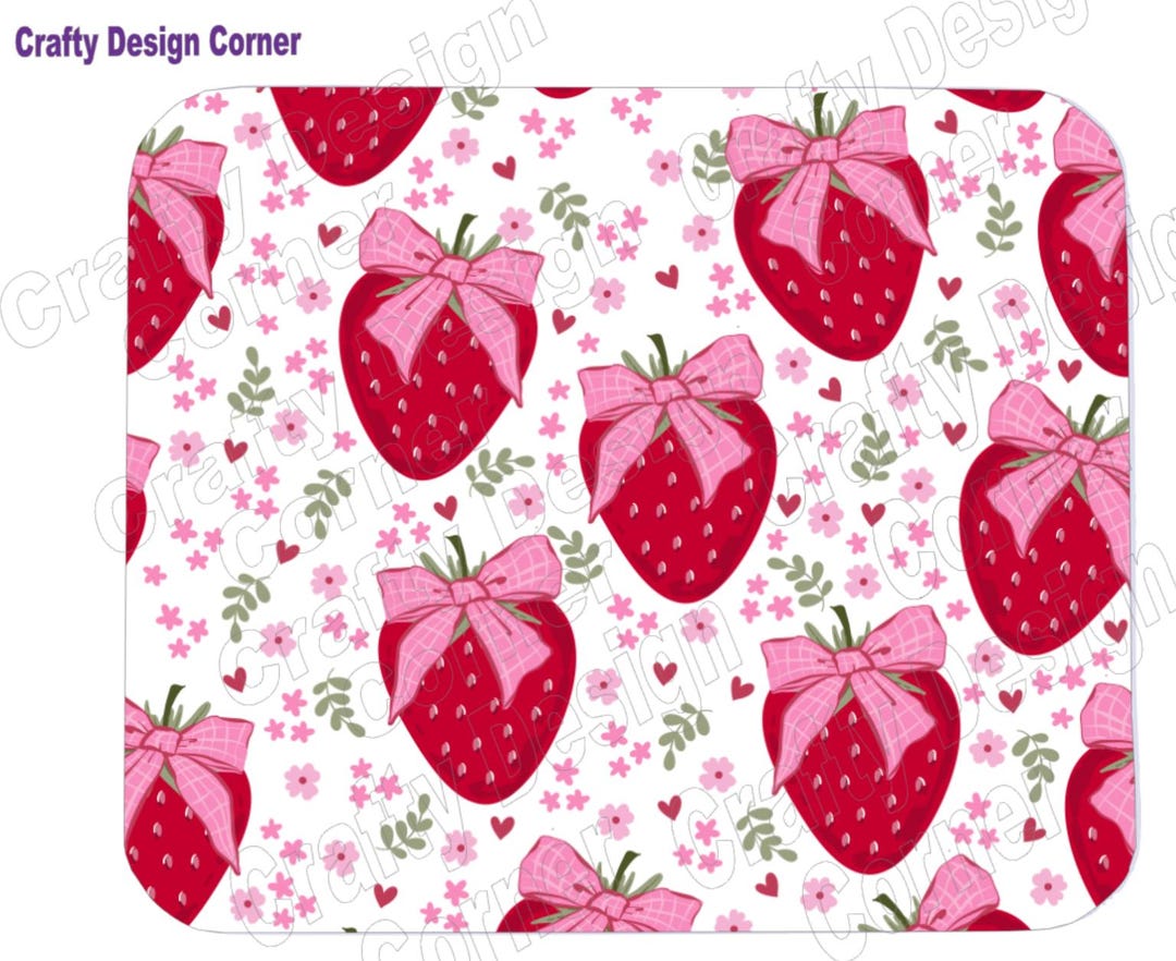Strawberries and Bows Mouse Pads, Customization Available With Name ...