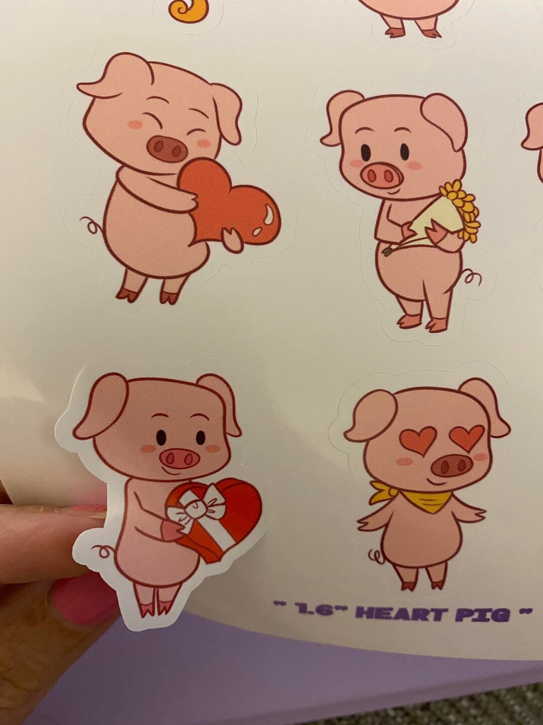 Sheet of Pigs With Heart Stickers, Love Pigs Sticker Sheet - Etsy