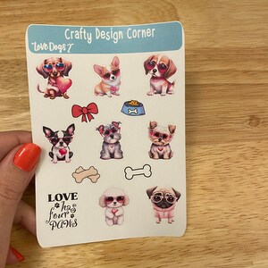 1" Love Dog STICKERS Sheet, Cute Valentine Dogs in Sunglasses Stickers ...