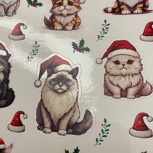 2 Sheets Santa Kitties Sticker, Santa Cats Sticker Sheet, Cat Sticker ...