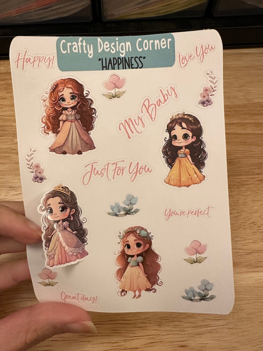 1.5" Cute Girl With Long Hair Sticker Sheet, Pretty Girl Sheet ...