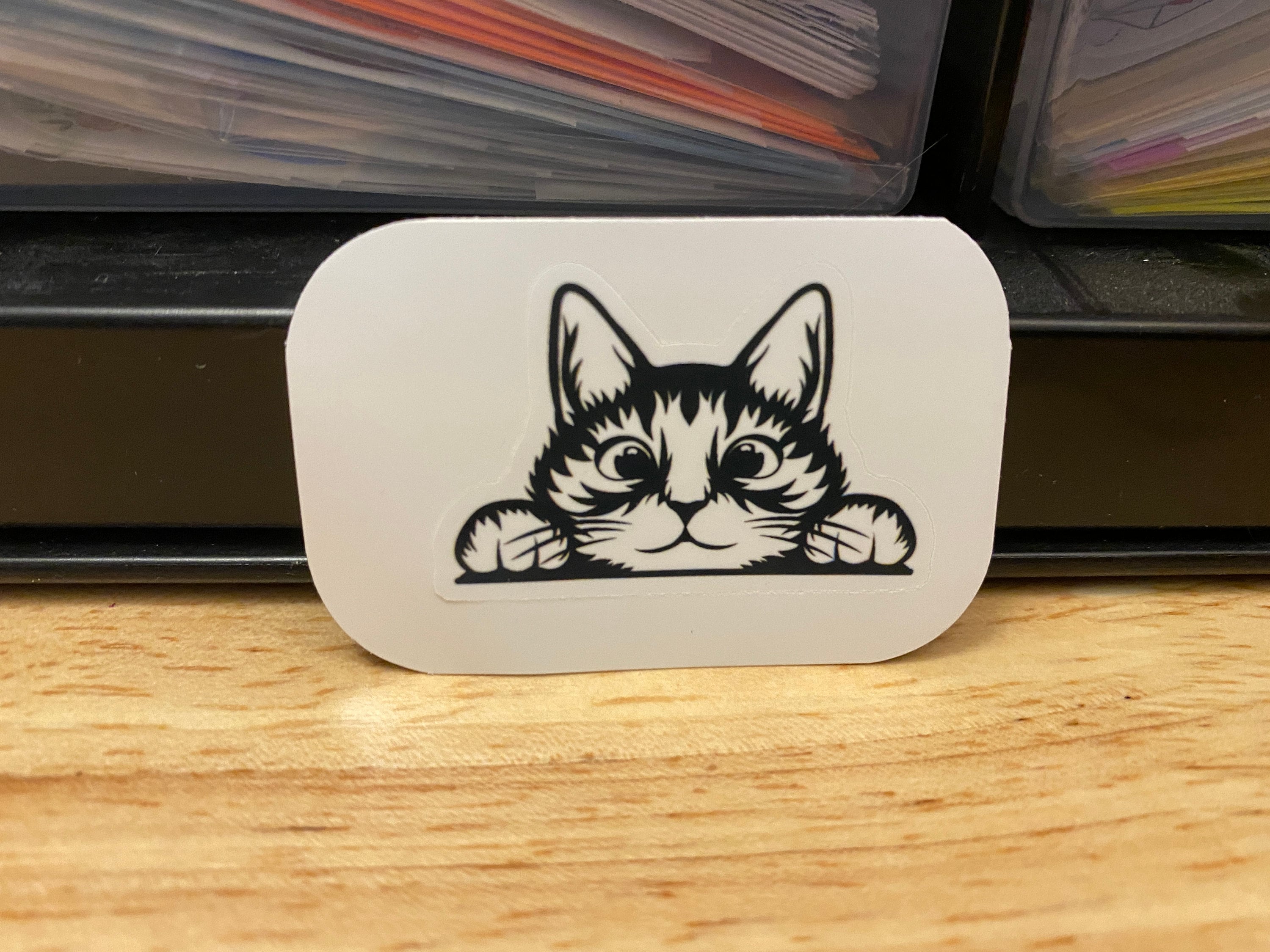Counter Peeking Cat STICKER Cute Table Peeking Cat Sticker - Etsy