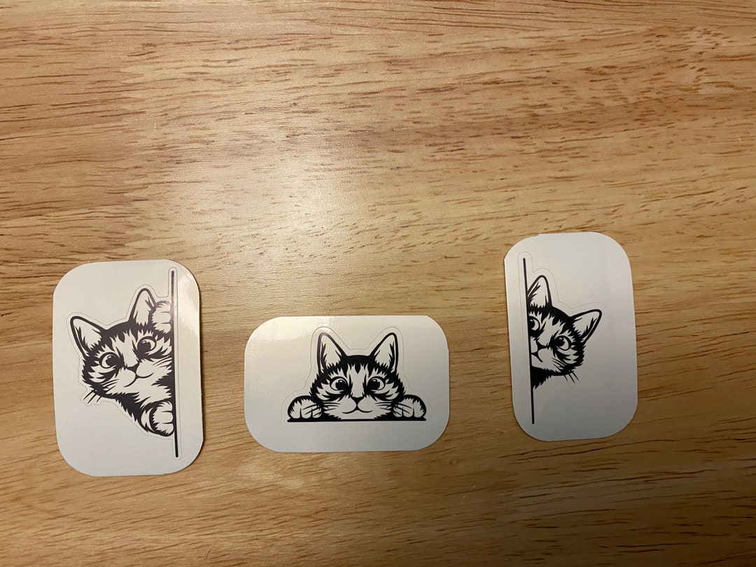 3 Peeking Cat Stickers Bundle, Cute Table and Counter Peeking Cat ...