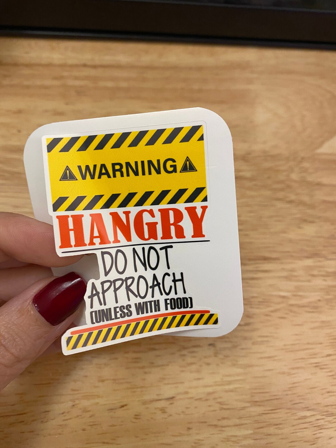 Warning Hangry Sticker, Funny Do Not Approach Without Food Sticker - Etsy