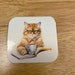 Cat Reading and Coffee Sticker, Red Cat Sticker, Cute Cat With Paper ...