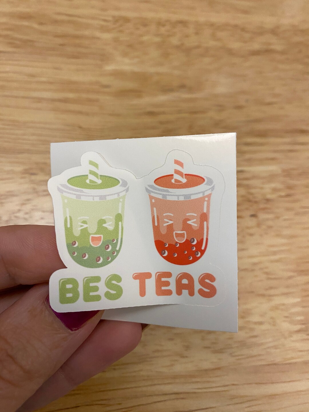Bes Teas Boba Tea Sticker, Strawberry and Honeydew Boba Sticker, Boba ...
