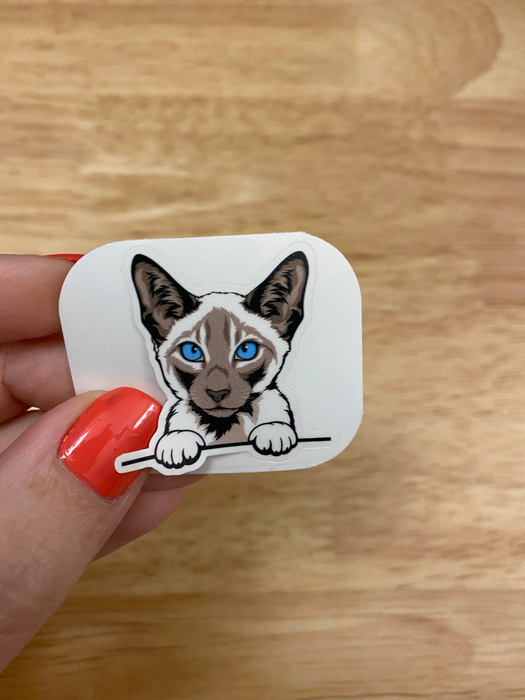 Siamese White and Grey Cat STICKER, Siamese Cat Sticker, Cute Grey and ...