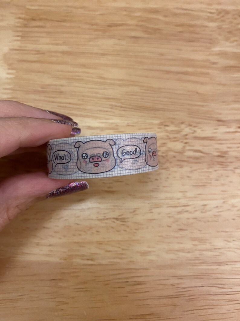 Big Roll of Emoji Pig Face Washi Tape, Pig Washi Tape Roll, Adhesive ...
