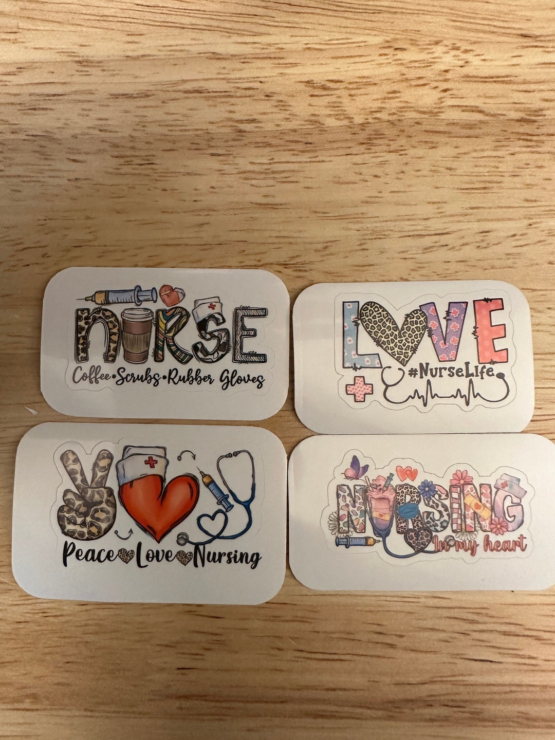 Set of 4 Nurse Stickers, Love Nurse Life Sticker, Nursing Inmt Heart ...